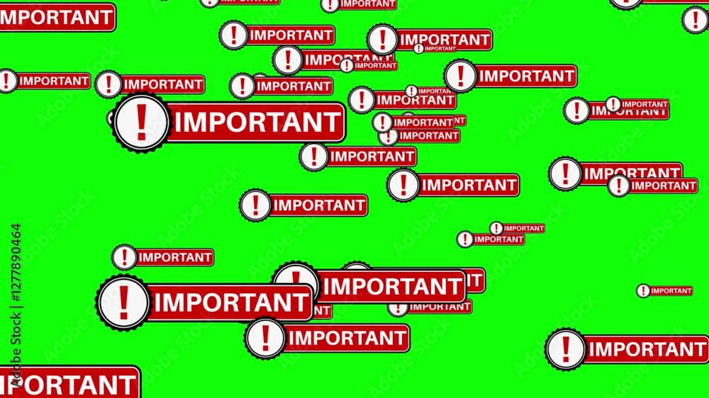 important sign floating animation. attention notice sign motion on ...