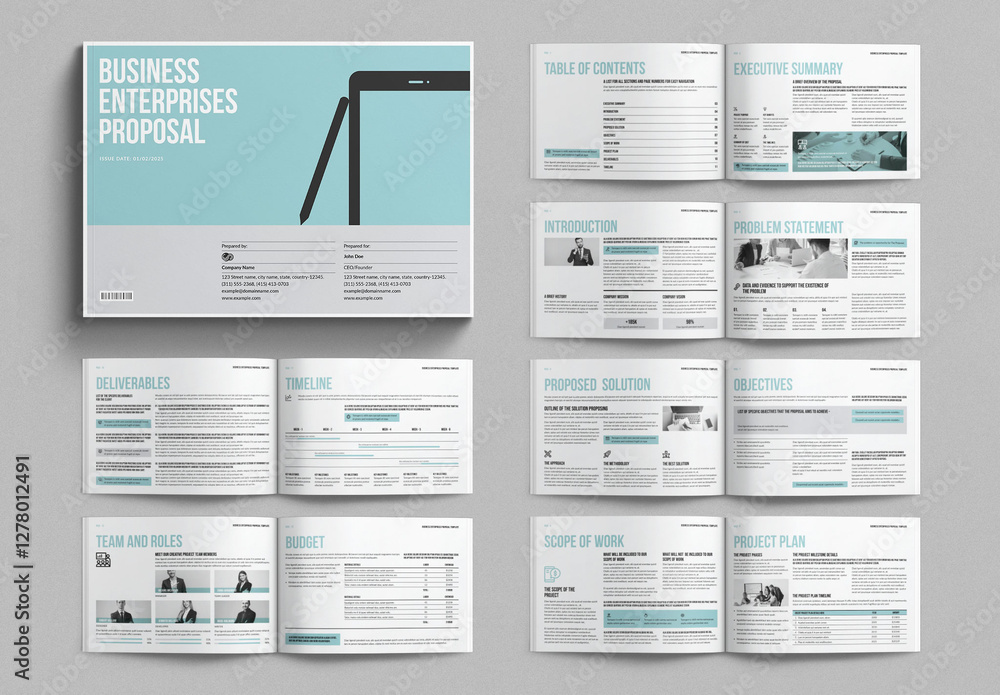 Business Enterprises Proposal Template Landscape Stock Template | Adobe ...