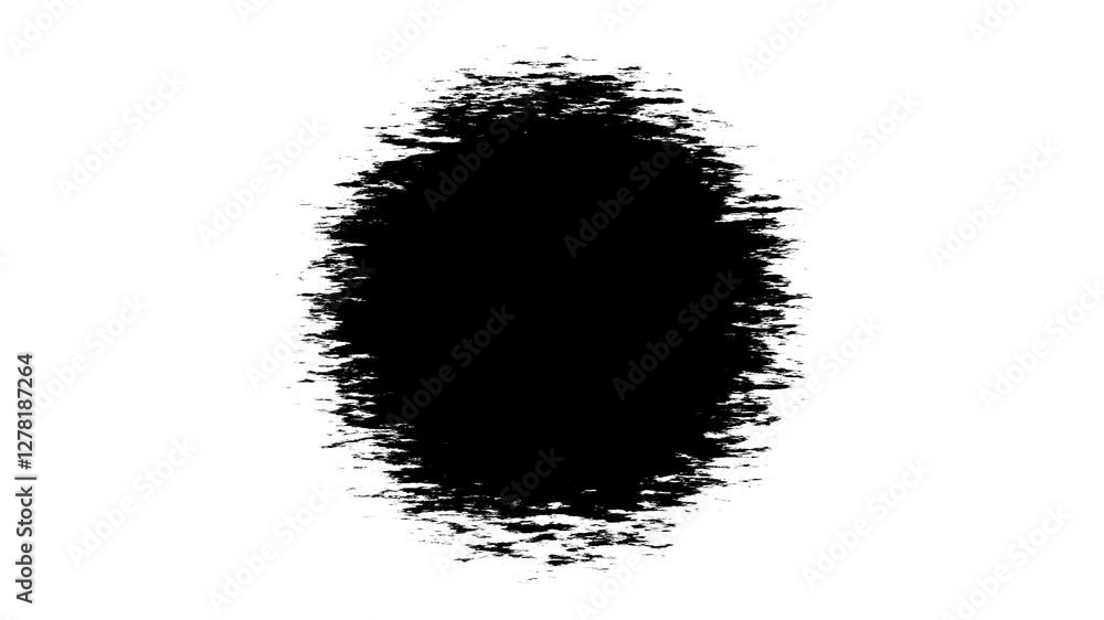 Transitions of black expanding paint stains on white backdrop Grunge ...