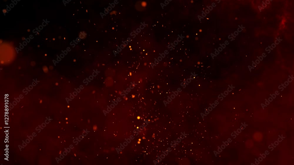 Cinematic fire particles flying. Fire sparks. Burning fire ember flames ...