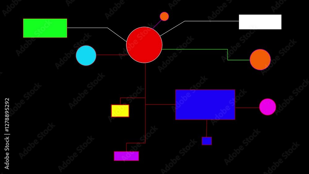 Intricate scheme in color combinations. production, business, marketing ...