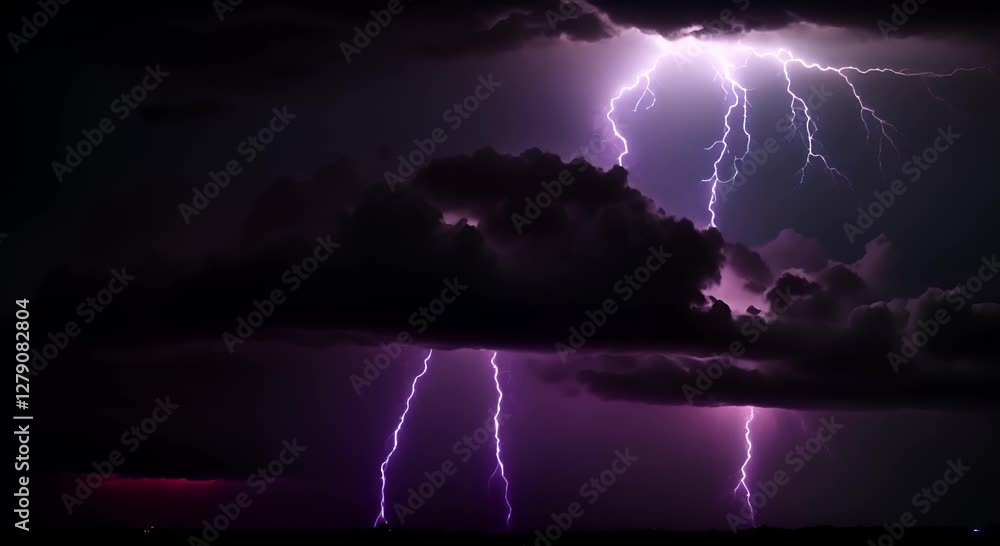 Lightning strikes Electrical storm on black background Electric ...