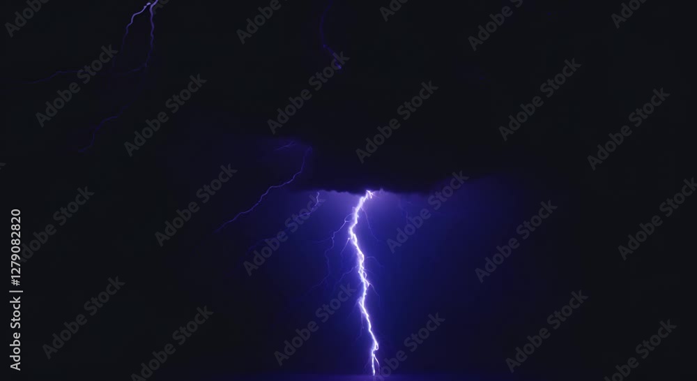Lightning strikes Electrical storm on black background Electric ...