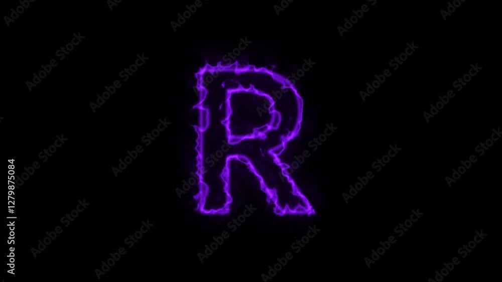 Animated neon letter R, trendy glowing loop neon alphabet letter R ...