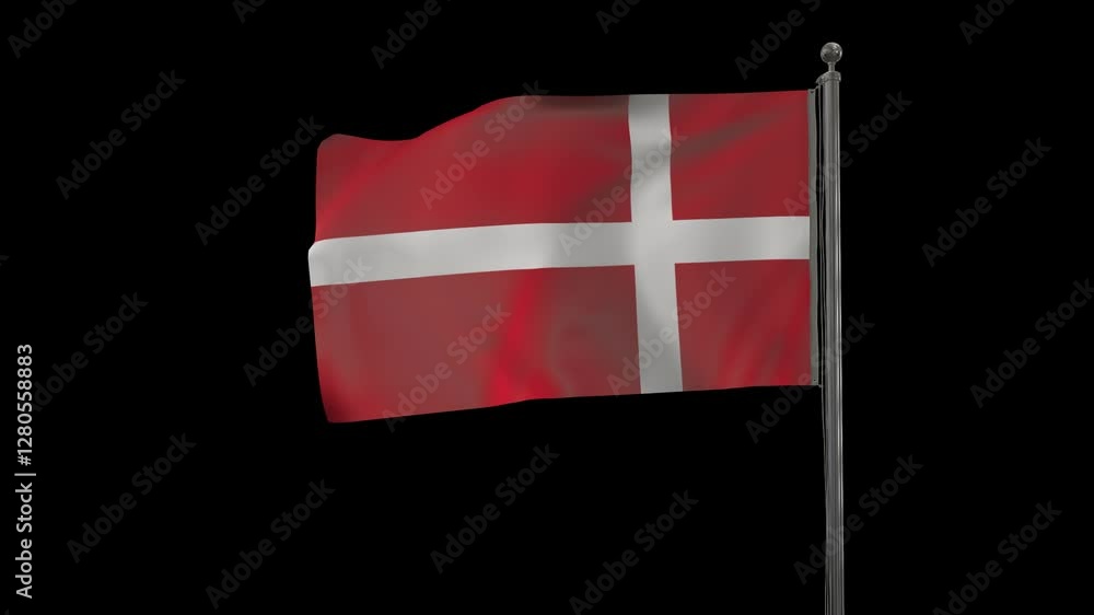 Denmark flag animation on transparent background. Alpha 4K Stock Video | Adobe Stock