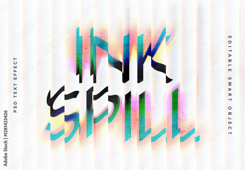 Colourful Distorted Text Effect Mockup Stock Template | Adobe Stock