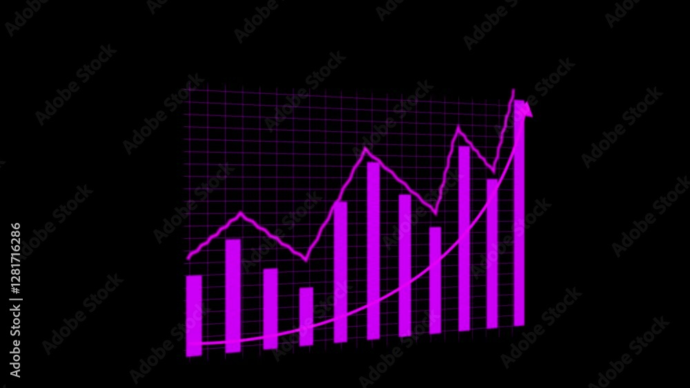 Modern 3d business chart graphics with histogram, lines and the data ...