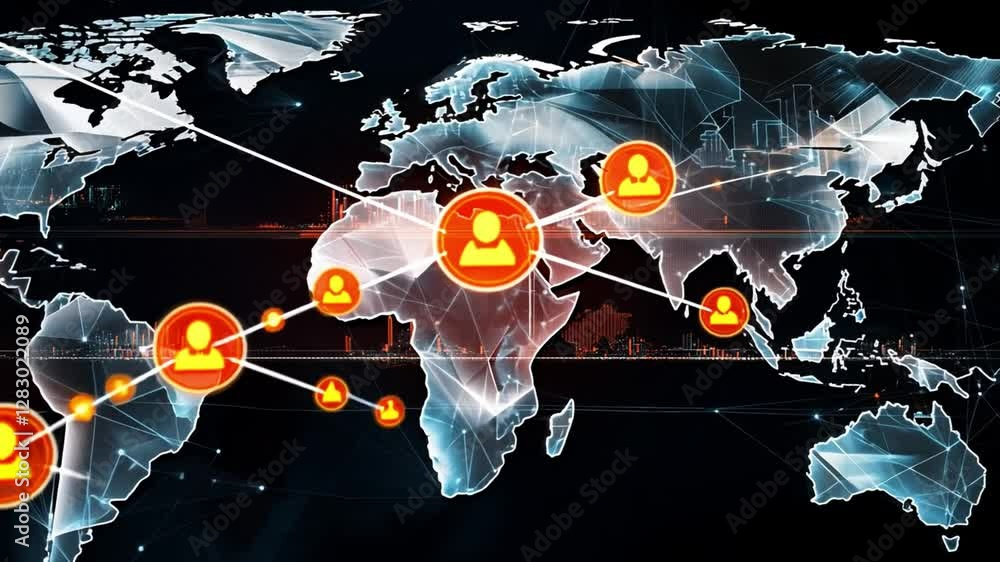 Global Network: A visual representation of a global network, depicting ...