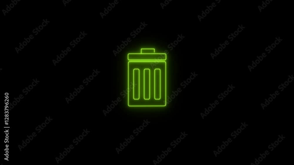 recycle bin . trash neon icon. Neon line Trash can icon on black ...