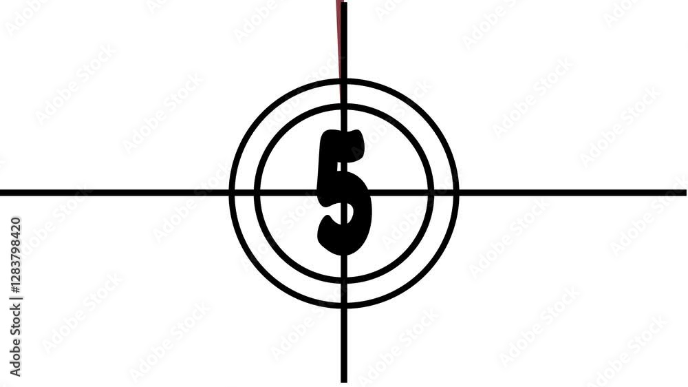 Countdown timer 10 seconds animation retro projector style from ten to ...