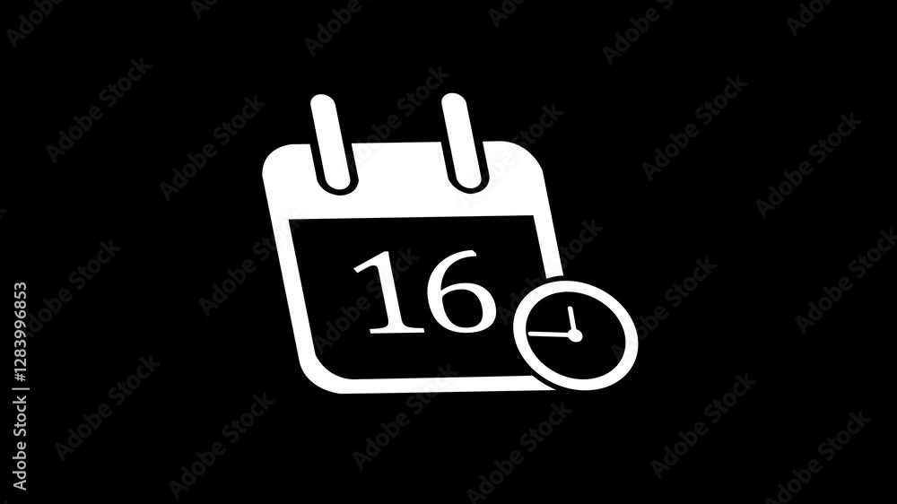 Calendar icon - day 16 animation Loma matte with transparent background ...
