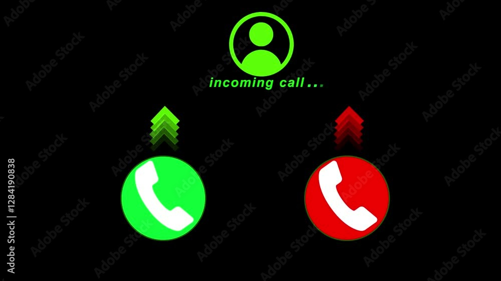 glowing Incoming call ring icon background black Screen Animation of ...