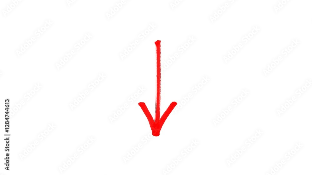 Arrow animation on white background. Red arrow pointing bottom. Red ...