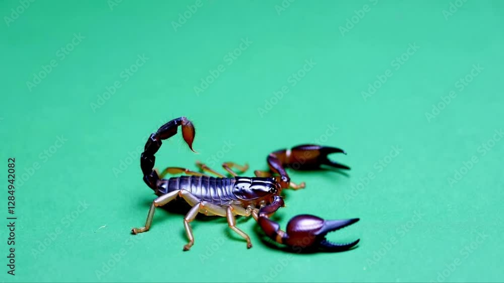 3D close-up of a Scorpion cycle side micro view, idle animation on the ...