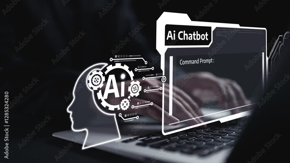 Human interact with AI artificial intelligence virtual assistant ...