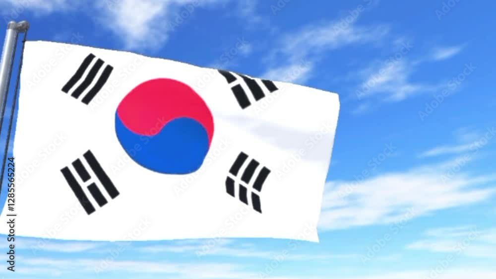 The flag of South Korea, the Taegukgi, has three parts: a white ...