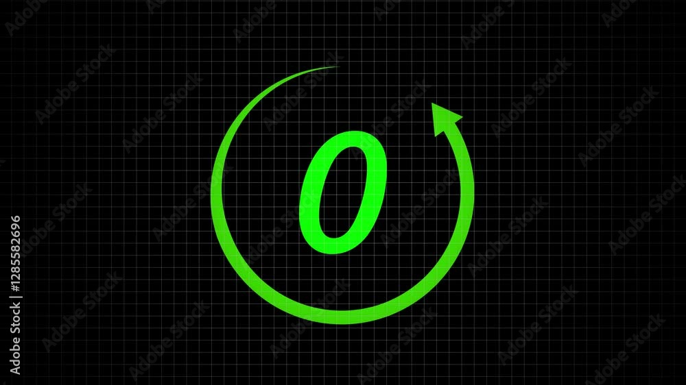 5 to 0 countdown grid icon features bold, large numbers. Each digit ...