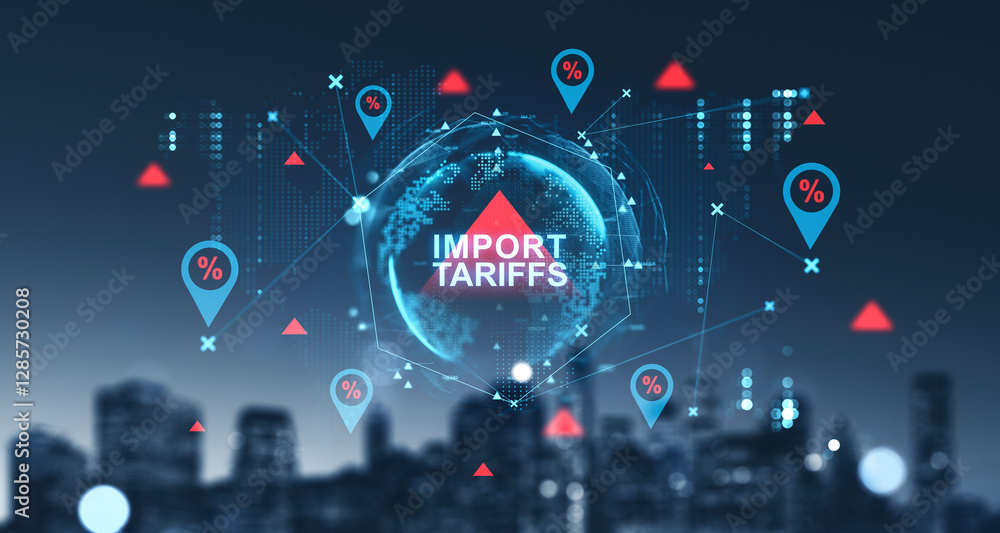 Import tariffs increase concept with digital elements. Stock Photo ...