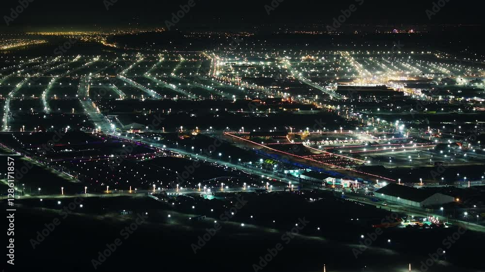 Video Stock Night aerial view of Prayagraj, India during Maha Kumbh ...
