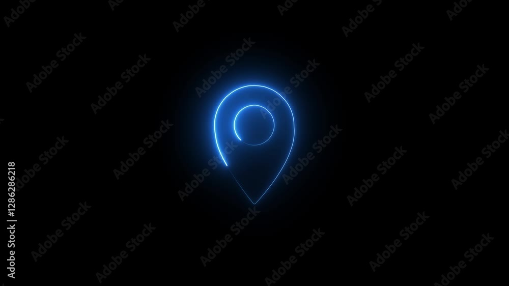 map pin animation concept.4k motion animation.destination pin and icon ...