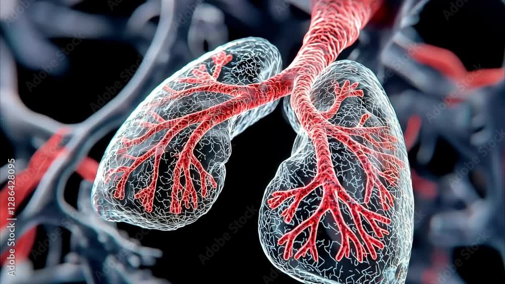 Detailed Illustration of Lungs Exploring Bronchial Tree, Blood Vessels ...