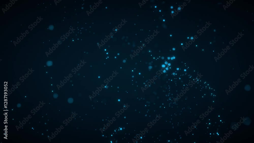 Repeating bioluminescent 3d particle animation background. Underwater ...