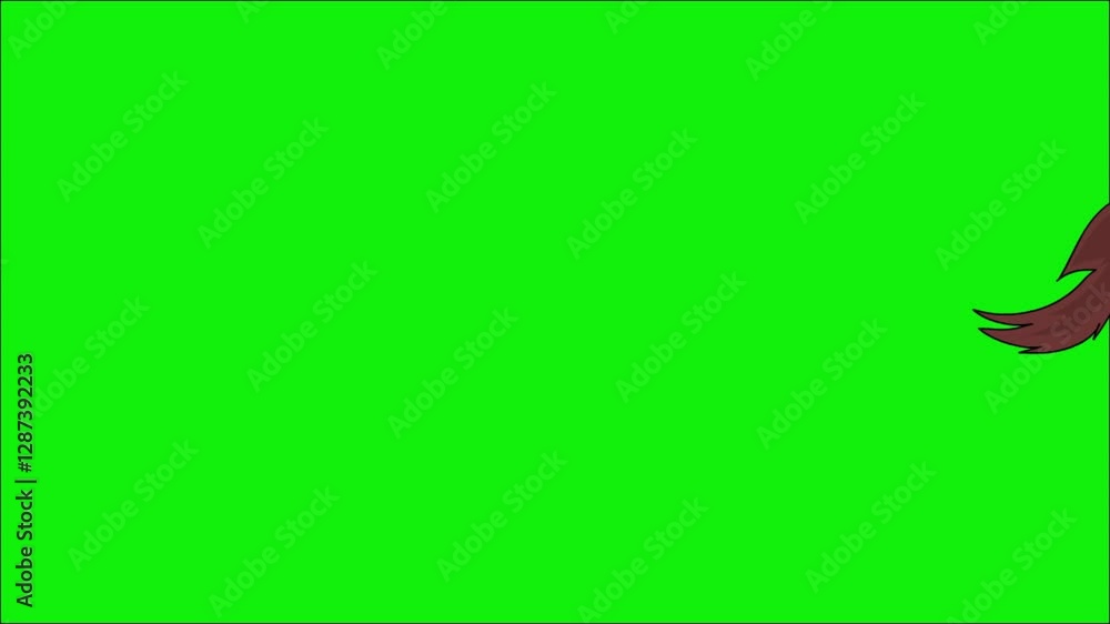 2D animation of a maroon horse galloping across a bright green screen ...