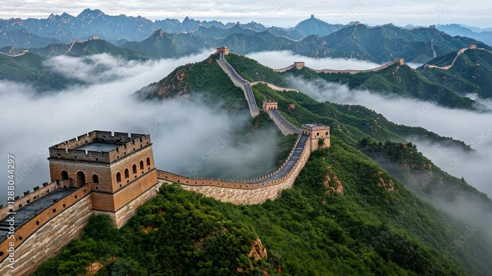 Majestic Great Wall: A breathtaking aerial perspective showcases the ...