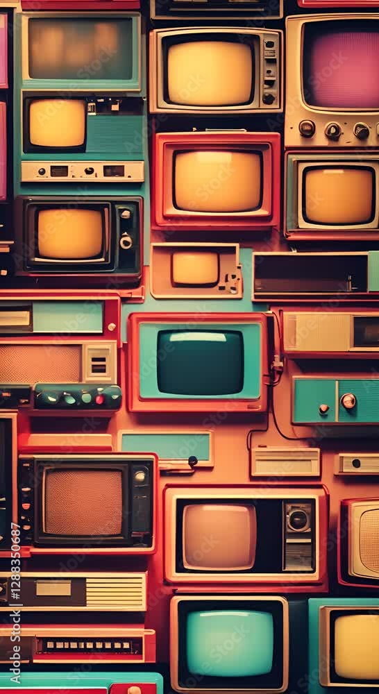 Vintage television screens flickering Close Up Footage of a Retro TV ...