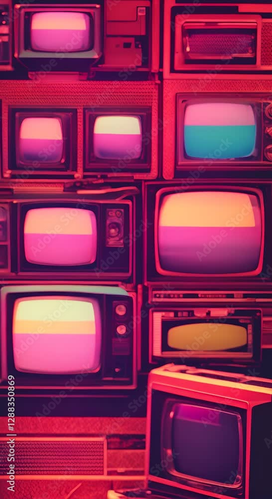 Vintage television screens flickering Close Up Footage of a Retro TV ...