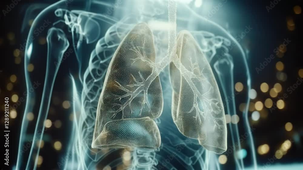 Illustration of human lungs x ray showcasing respiratory anatomy and ...