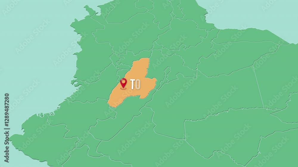 Mapa de Colombia con división política resaltando el estado Tolima ...