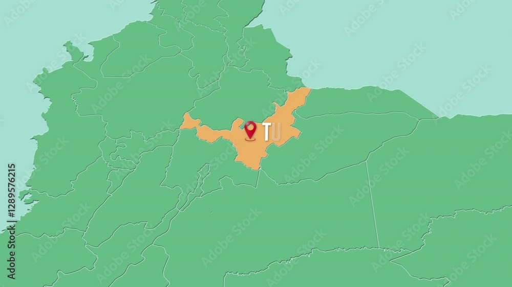 Mapa de Colombia con división política resaltando el estado Boyacá con ...