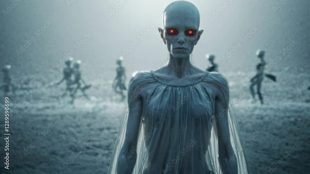 A Scary Alien Queen Stares at the Camera as Her Invasion Force Marches ...