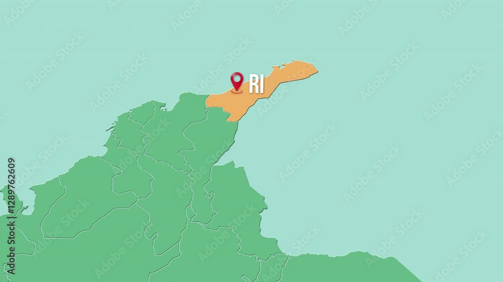 Mapa de Colombia con división política resaltando el estado La Guajira ...