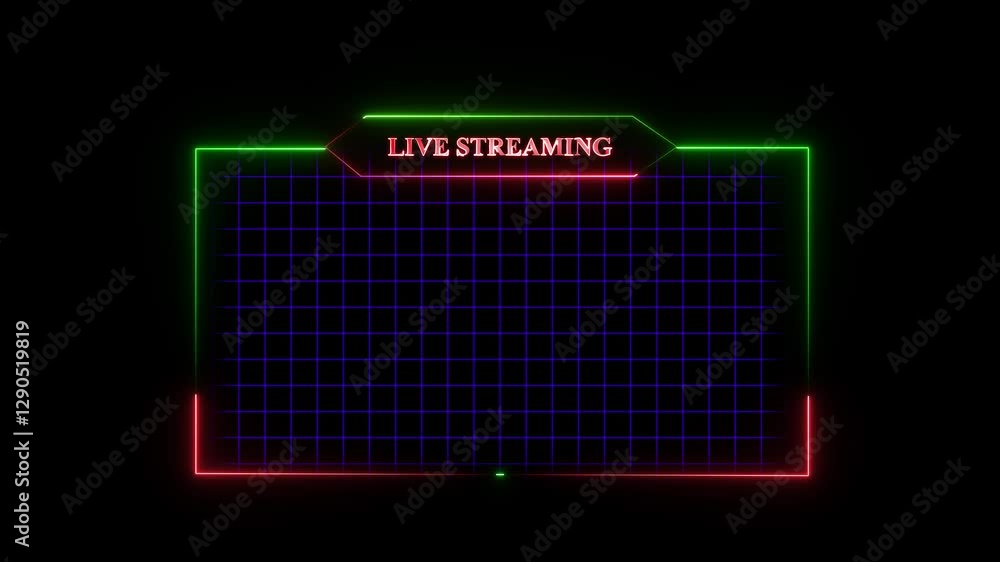 live streaming neon text frame animation box frame neon frame live ...