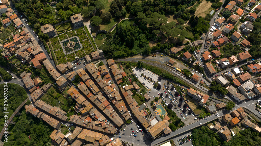 Poster Aerial view of Villa Lante, one of the most famous Italian ...