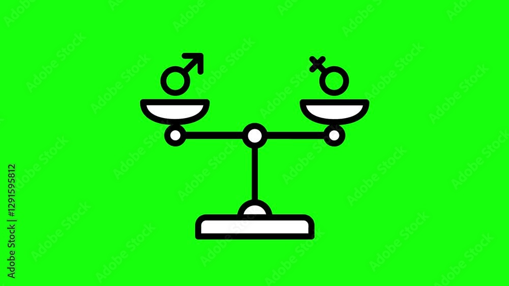 Libra icon, male and female gender symbols, animation of a scale symbol ...