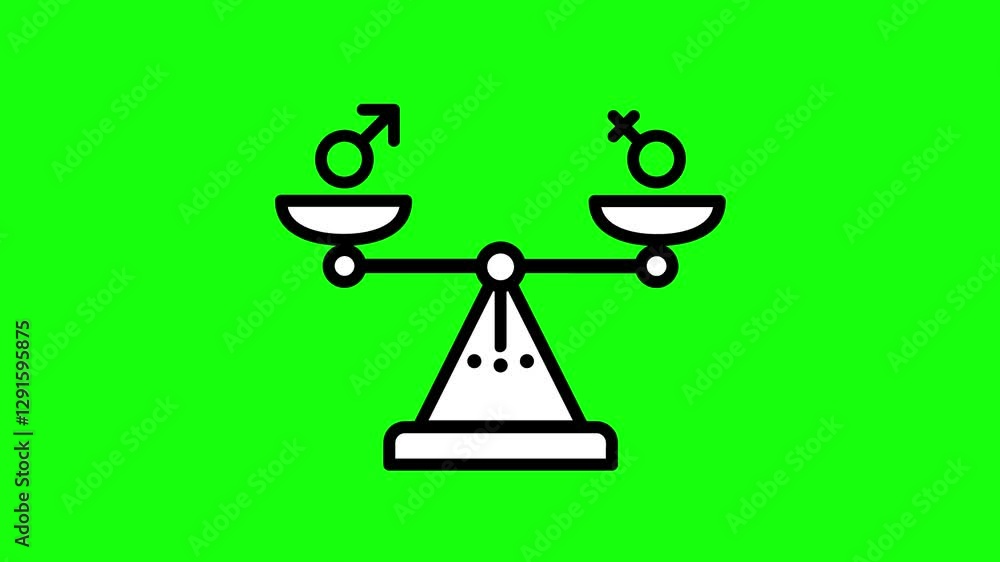 Libra icon, male and female gender symbols, animation of a scale symbol ...