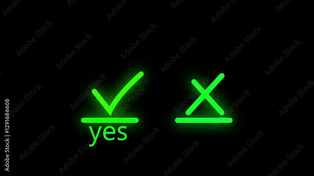 Tick or check mark and cross mark signs icon animation. False and true ...