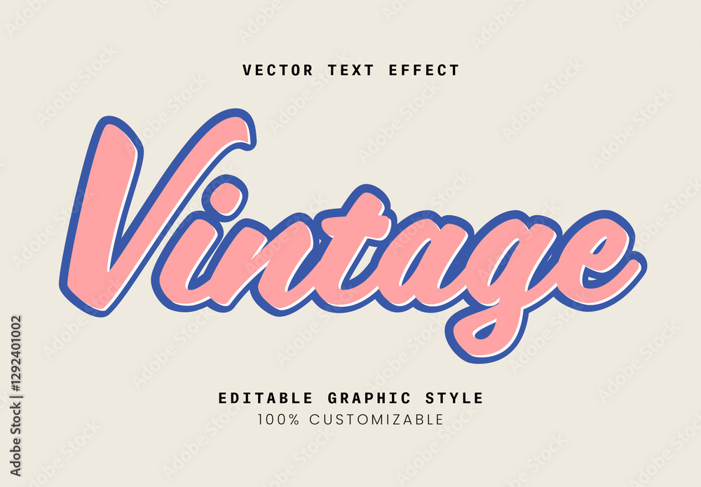 White Vintage Cursive Retro Classic Text Effect Stock Template | Adobe ...