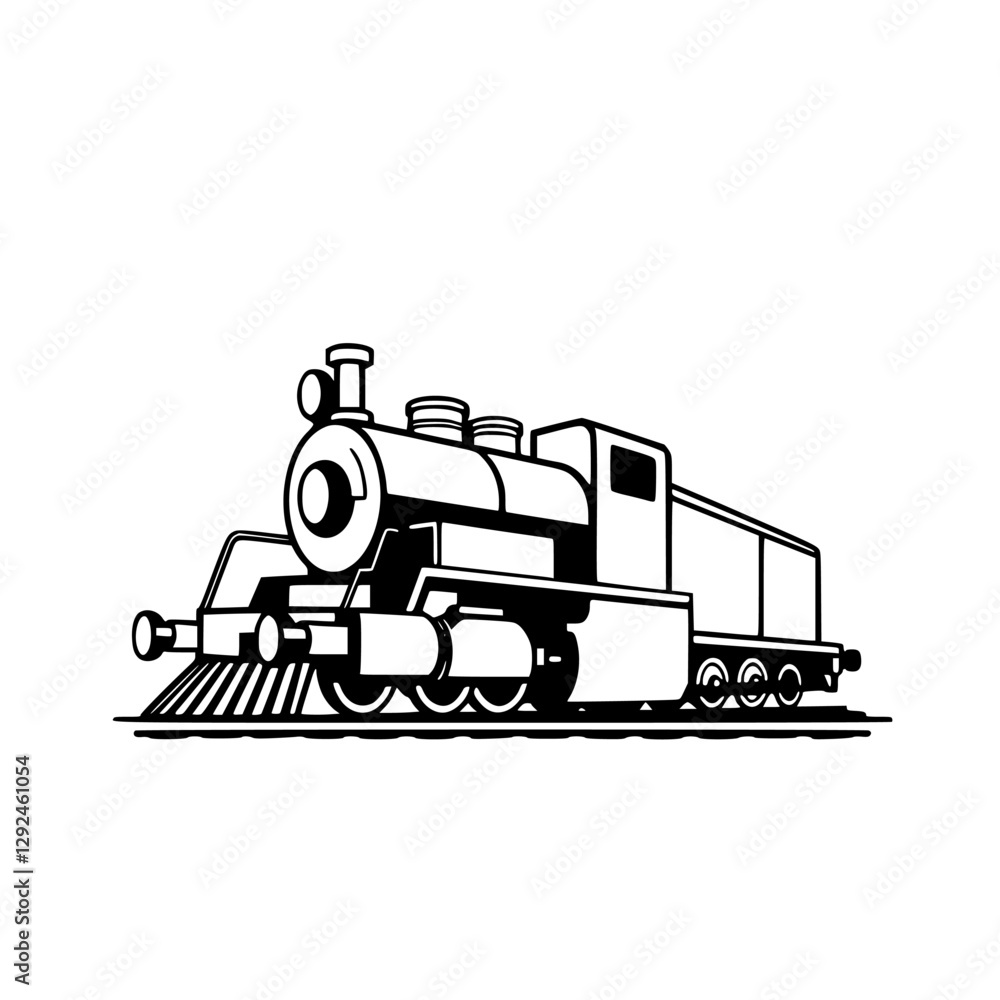 Poster Classic steam locomotive train illustration, facing forward on ...