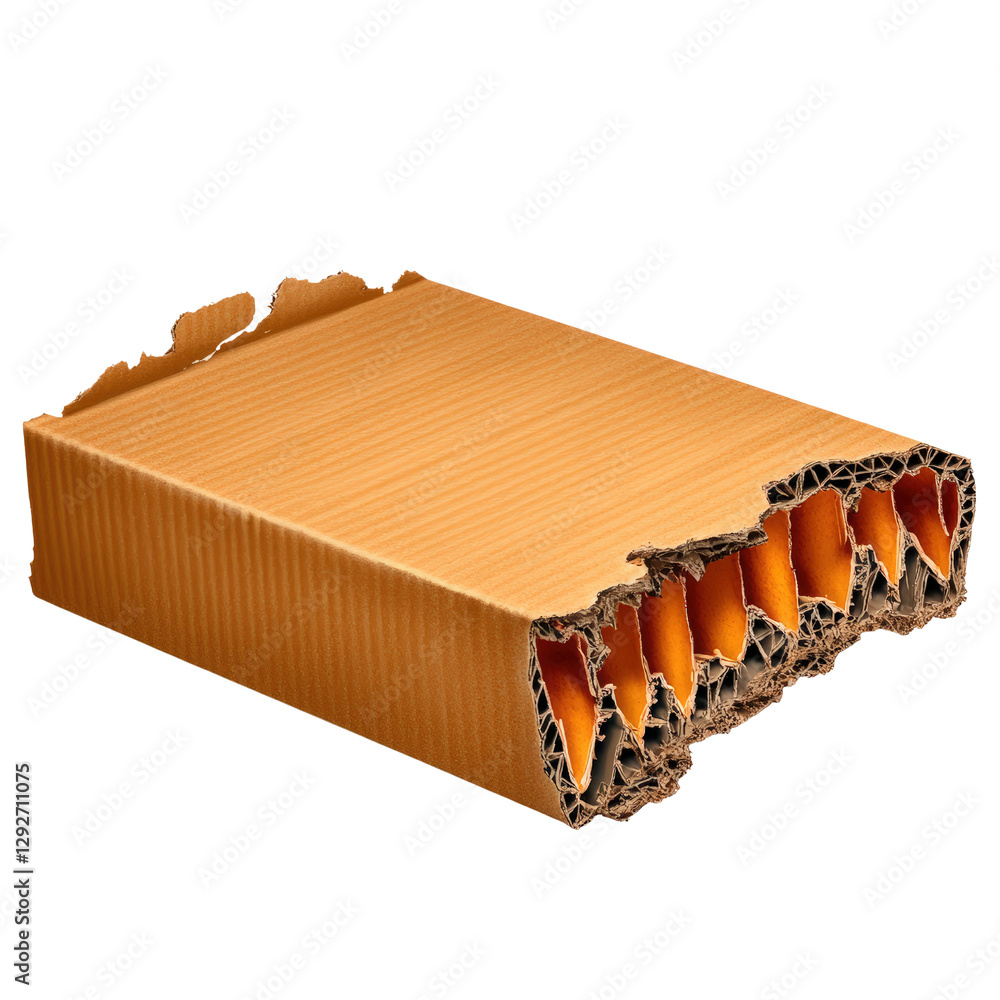 Poster Cardboard box opened with a piece of cardboard inside showing ...