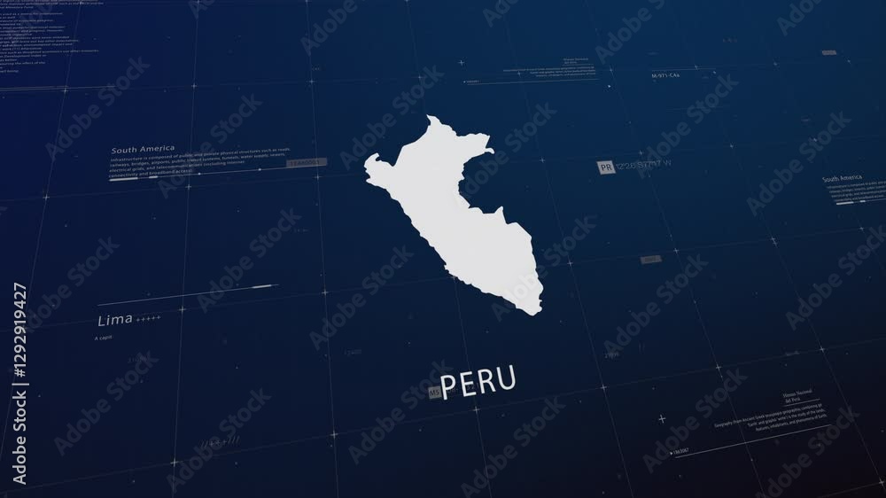 Peru country map comes to life with cinematic panning, unveiling key ...