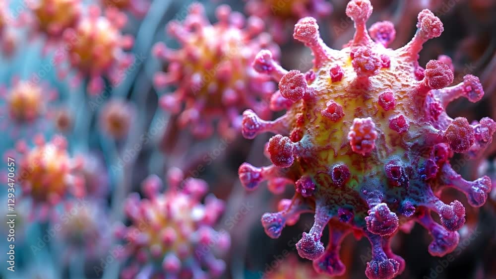 Virus Cells under microscope, Microbiome and Bacteria illness, Protein ...