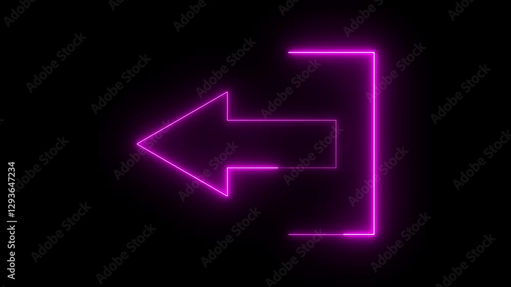 logout icon animation neon glowing pink color exit sign sign symbol on ...