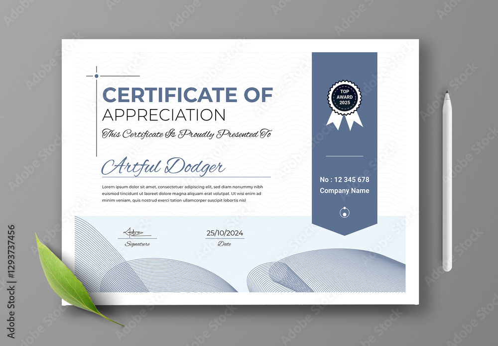 Clean And Modern Certificate Template Layout Stock Template | Adobe Stock