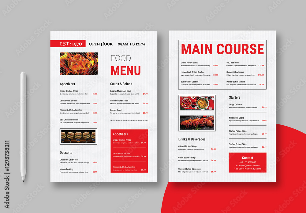 Food Menu Template Layout Stock Template | Adobe Stock