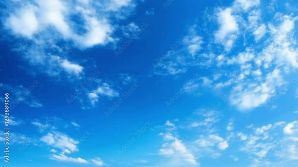 Looping Footage of Vast Blue Sky with Fluffy White Clouds for Bright ...
