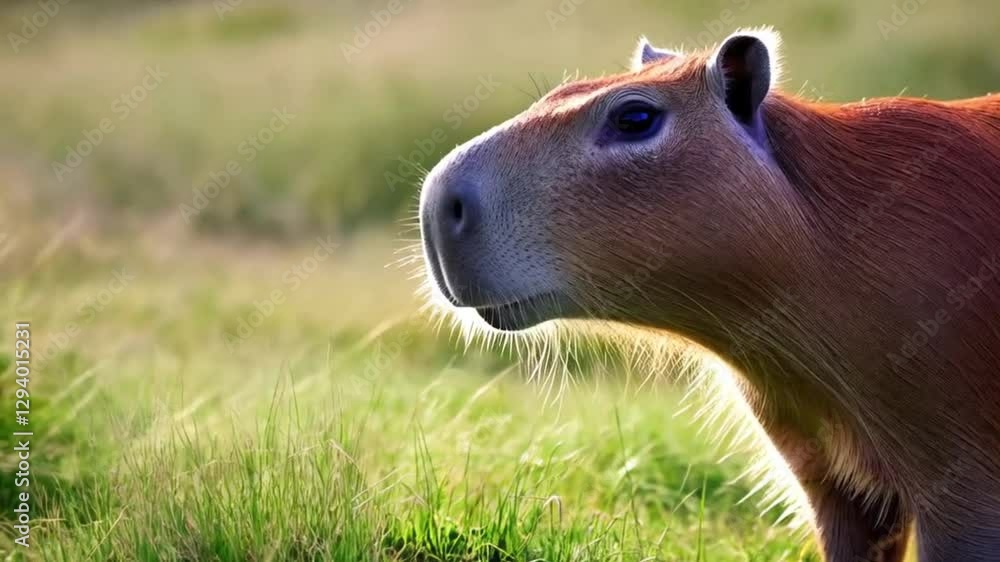 Capybara slow motion high resolution cinematic horizontal animation ...